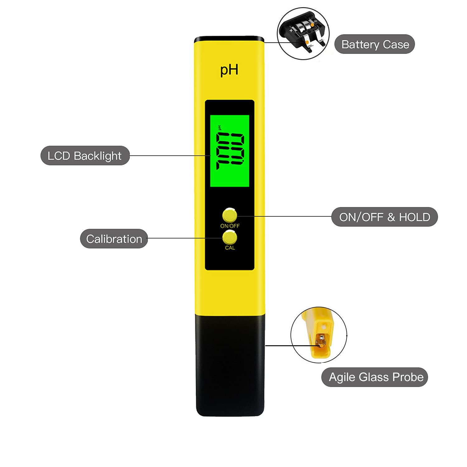Tester de pH digital, 0-14 pH, cu compensare automata a temperaturii ...