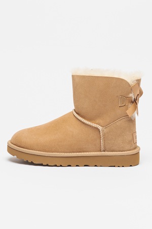 UGG, Ghete slip-on din piele intoarsa Mini Bailey Bow II - eMAG.ro