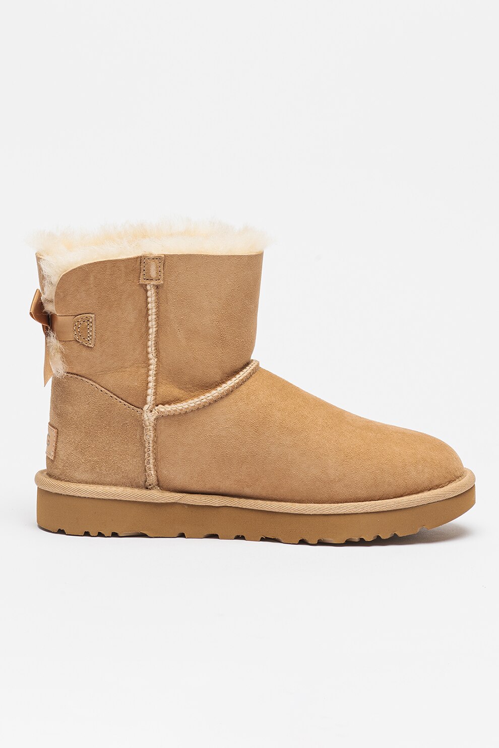 UGG, Ghete slip-on din piele intoarsa Mini Bailey Bow II - eMAG.ro