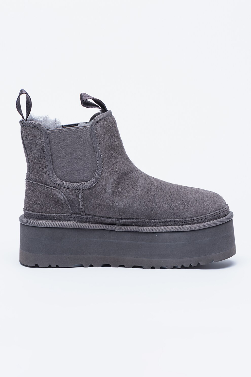 UGG, Ghete Chelsea flatform de piele intoarsa cu segmente din material ...
