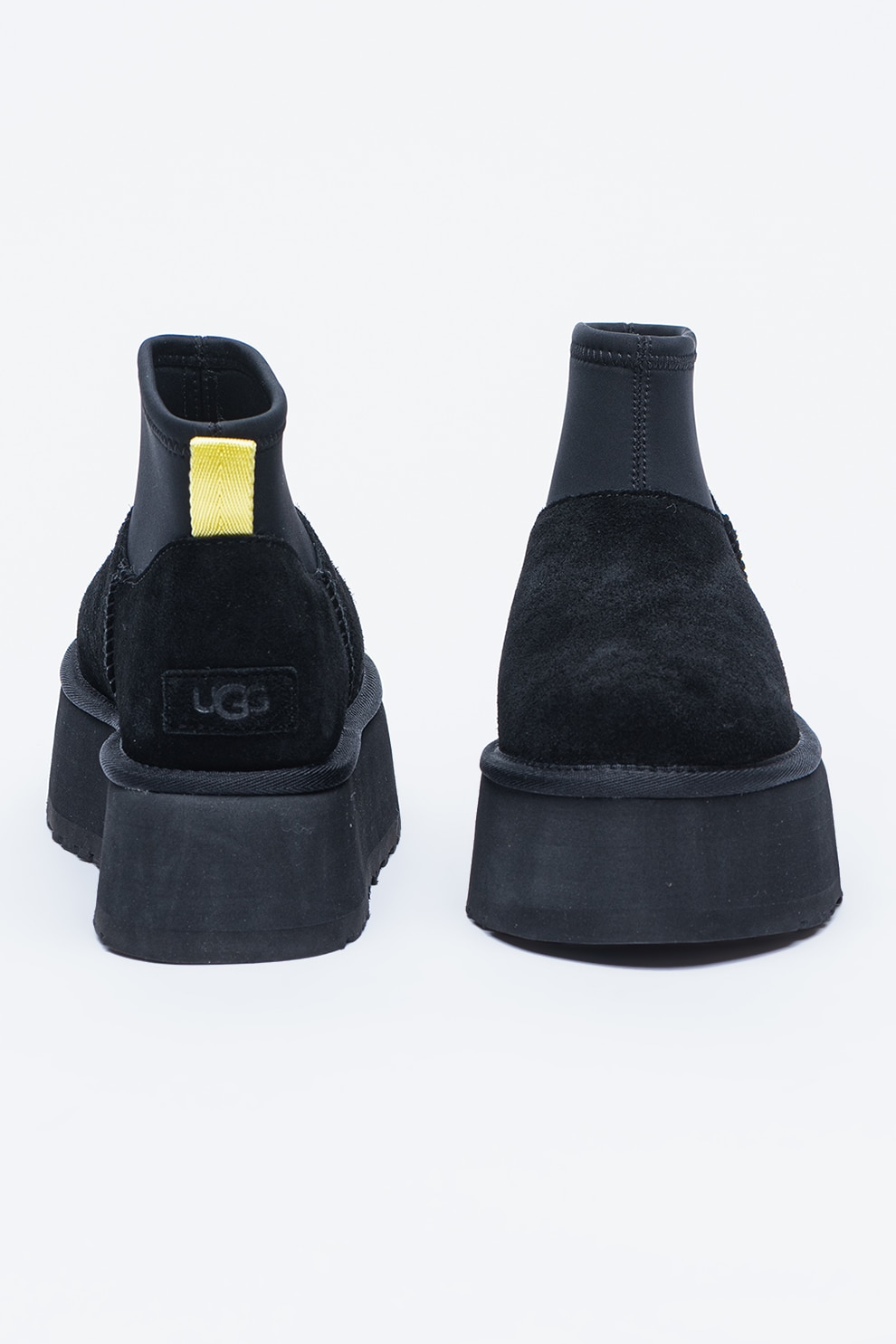 UGG, Ghete de piele intoarsa cu segment din material textil Classic ...