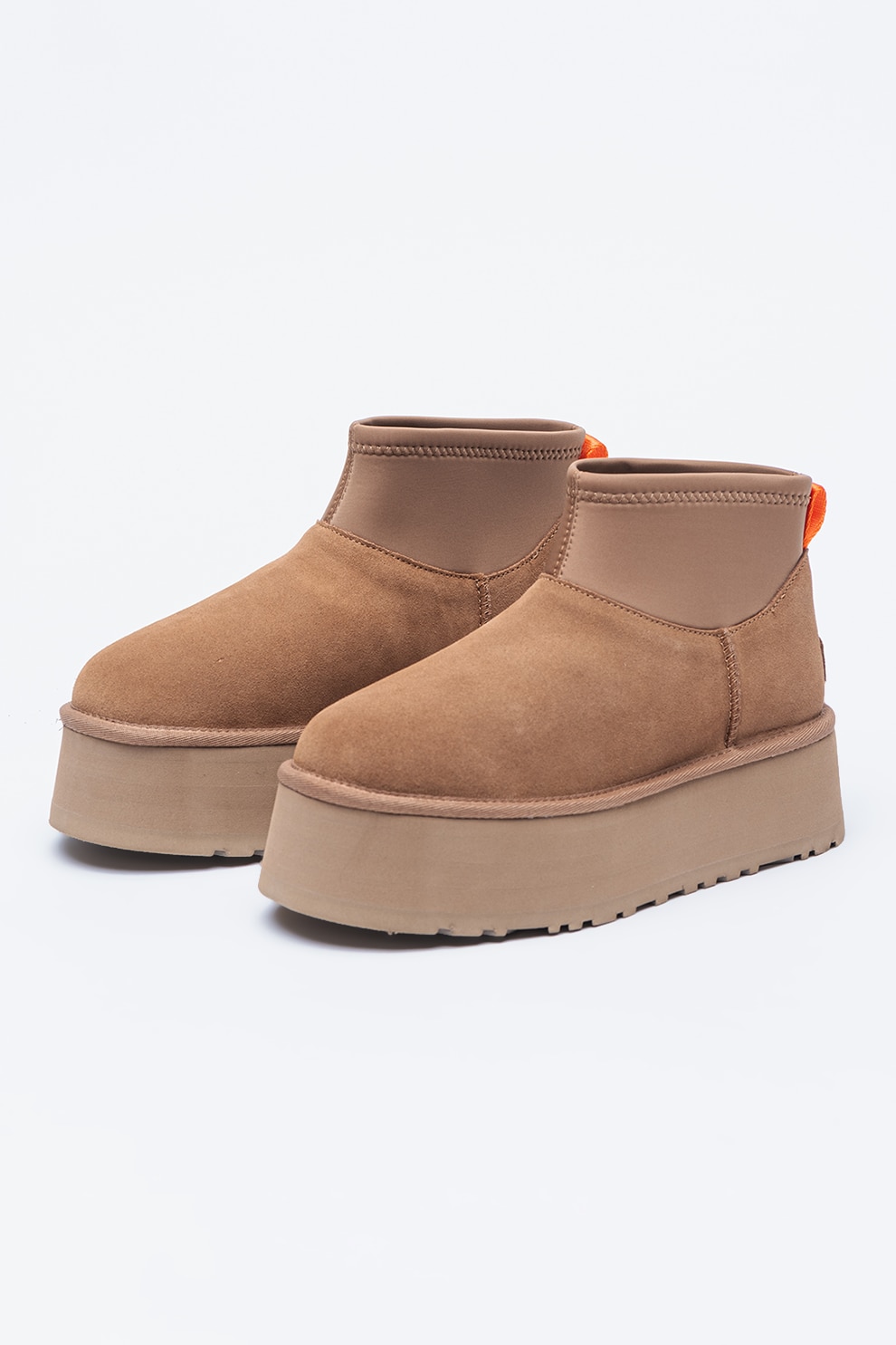UGG, Ghete de piele intoarsa cu segment din material textil Classic ...