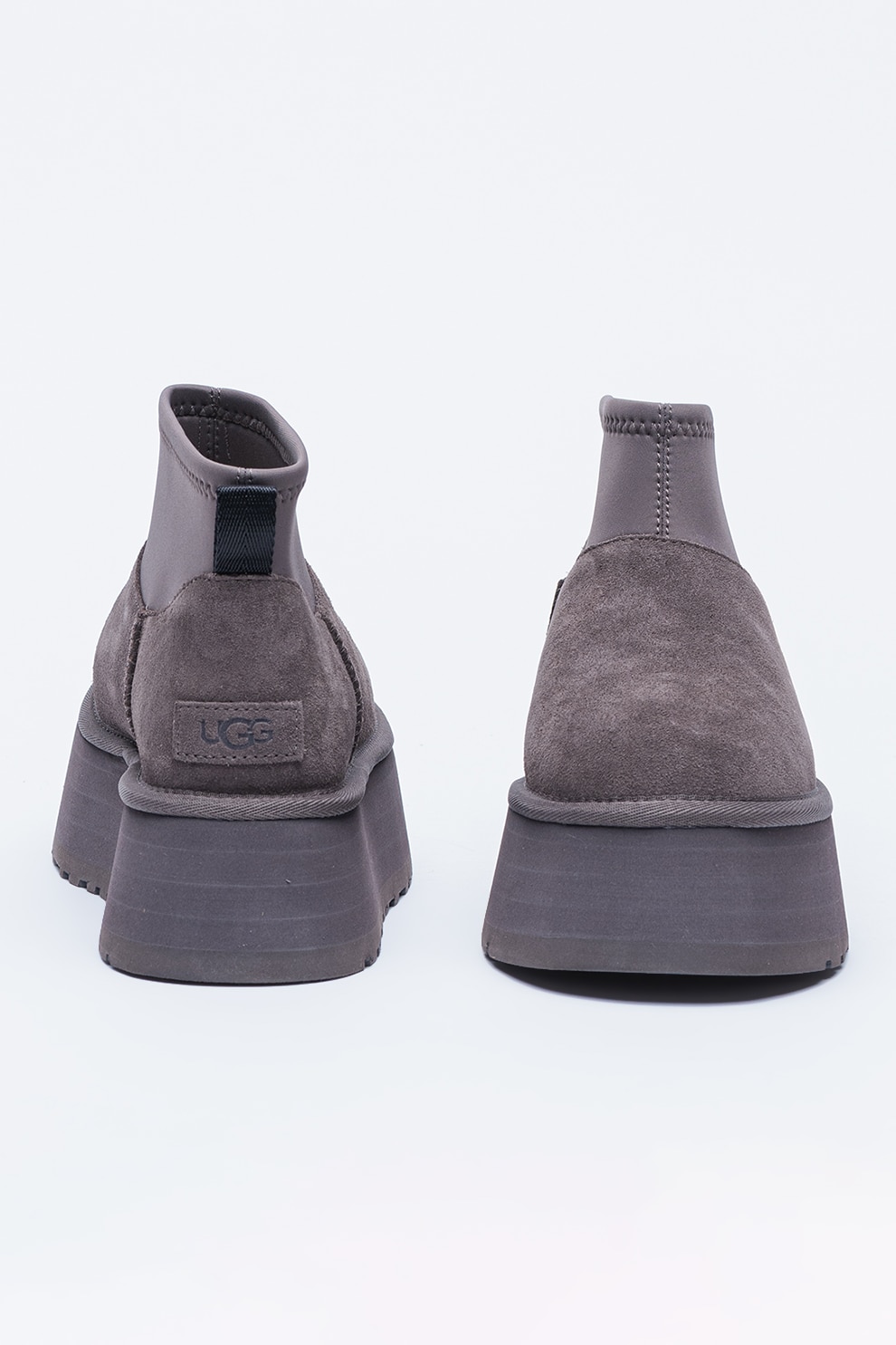 UGG, Ghete de piele intoarsa cu segment din material textil Classic ...