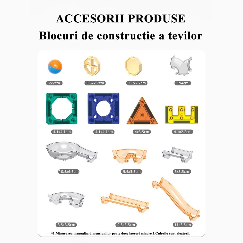 Set 94 piese magnetice de construit educational si creativ pentru copii ...