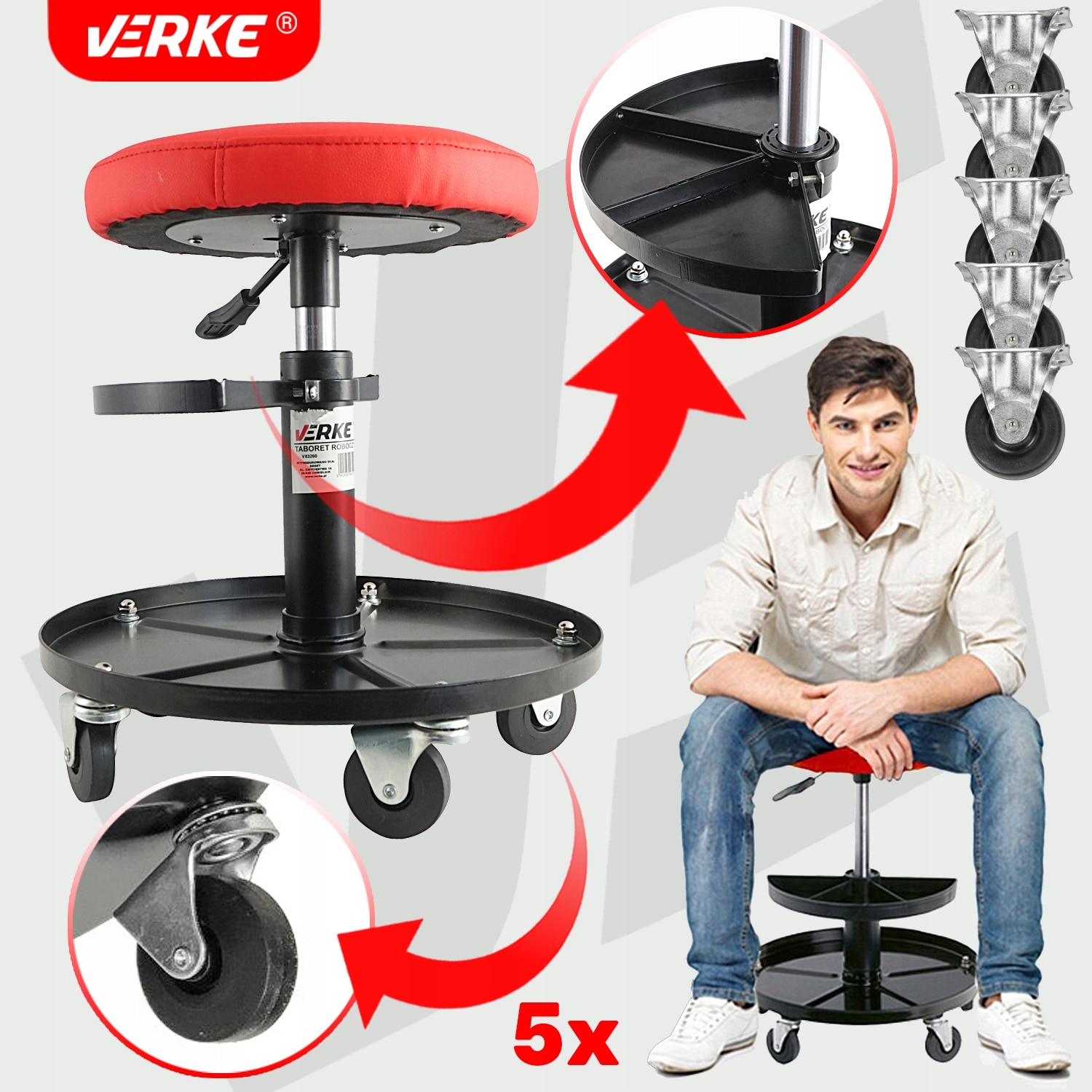 Scaun service auto inaltime reglabila scule detasabile roti 360 grade ...