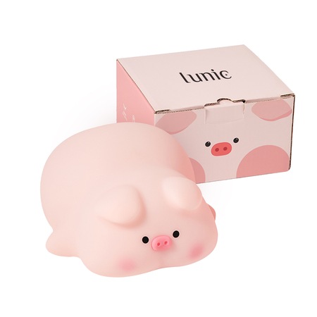 Lampa de veghe, in forma de porcusor, Culoare Roz, Materiale silicon ...