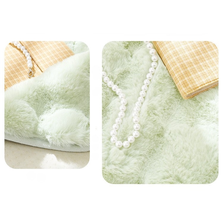 Covor Pufos, Verde Deschis, Anti-Derapant, Material textil, Rezistenta ...