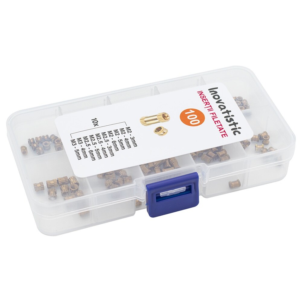 Set 100 insertii filetate, M2/M2.5/M3, piulite pentru piese printate 3D ...