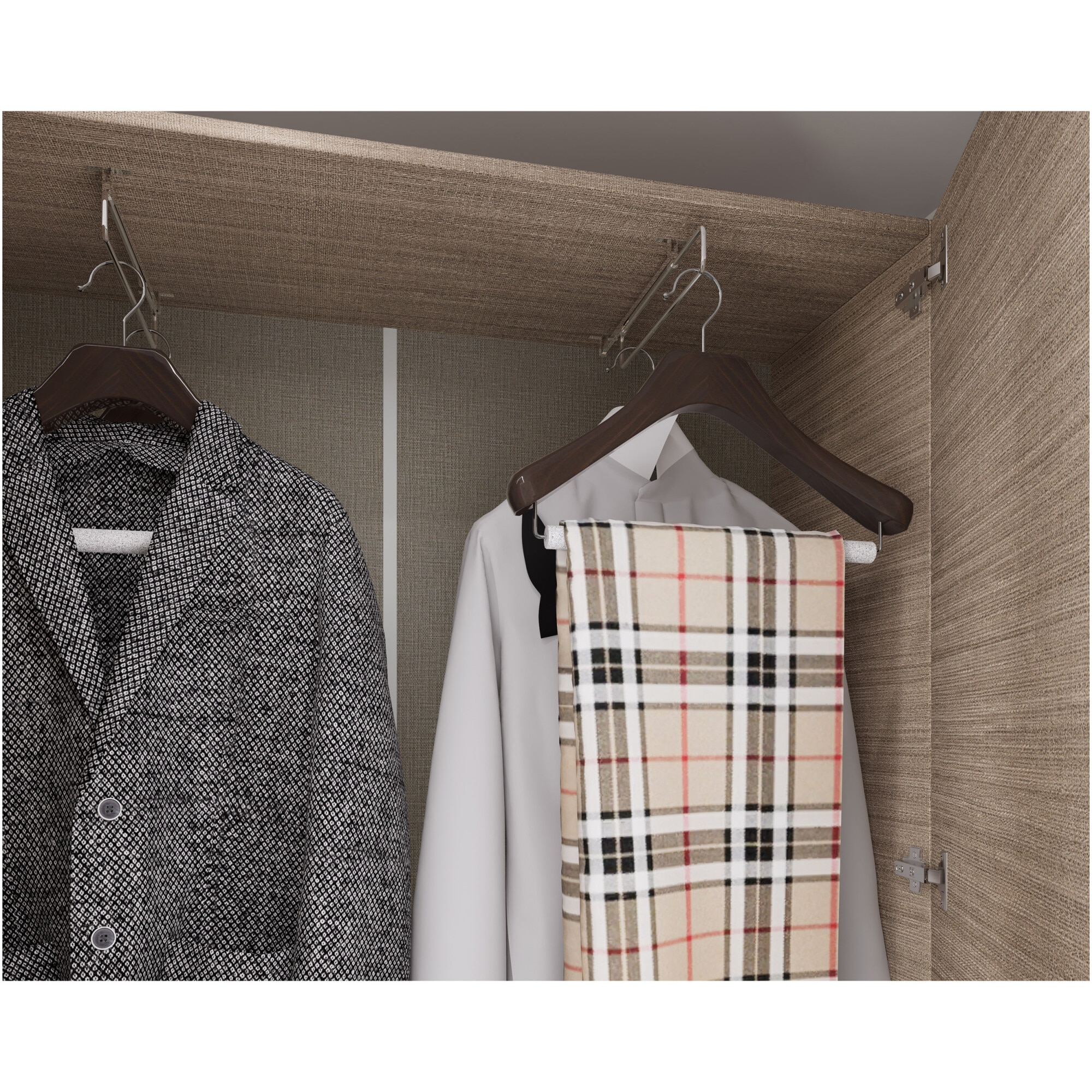 Dulap/Dressing Irim Mocca, 150x218x39 cm, 3 usi, 8 polite, bara umerase ...