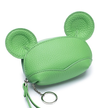 Portofel mini dama, piele ecologica, urechi de soarece, verde, cu ...