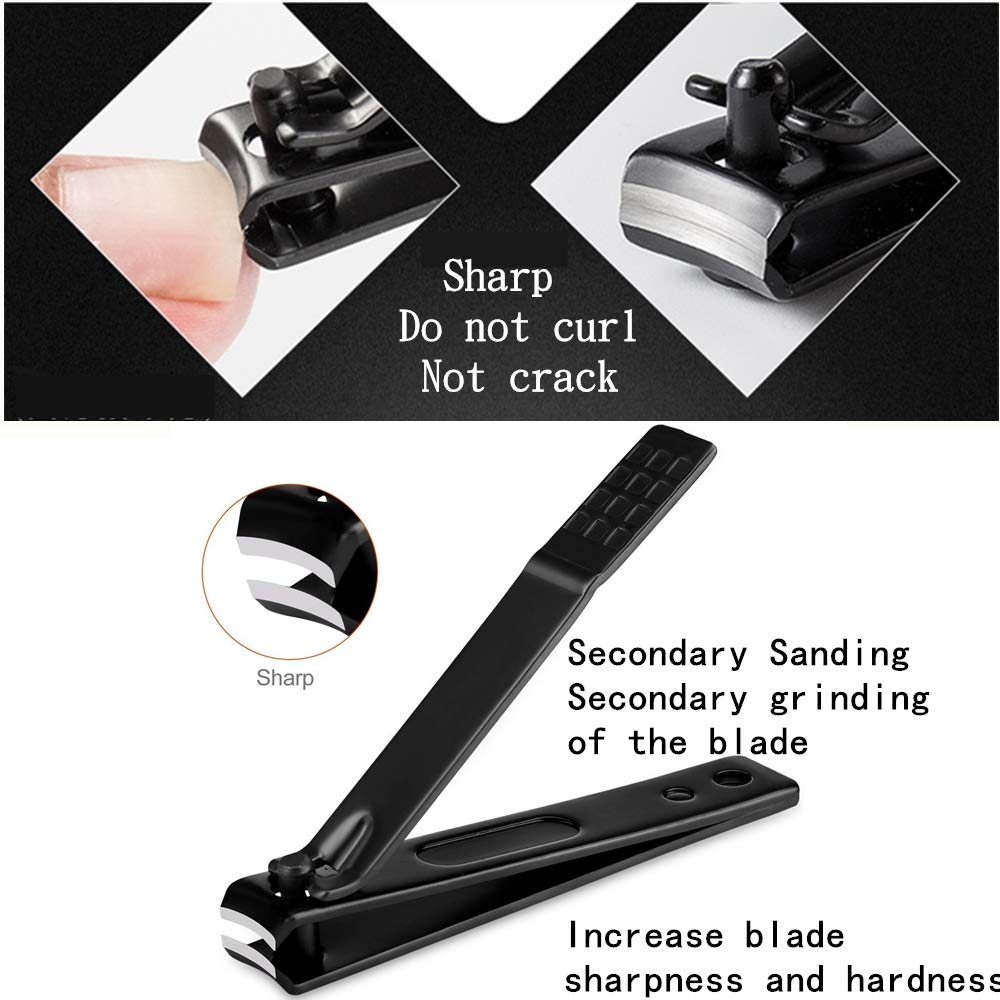 Set manichiura 7 piese, unghiere si clesti, negru cu interior rosu ...