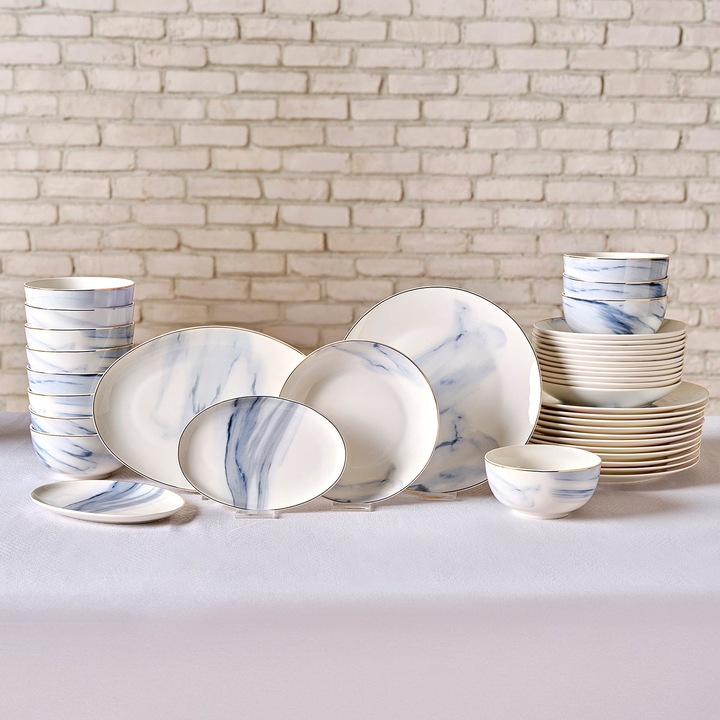 Set vesela pentru 12 persoane, Ria New Grey, Karaca, Portelen 39 piese ...