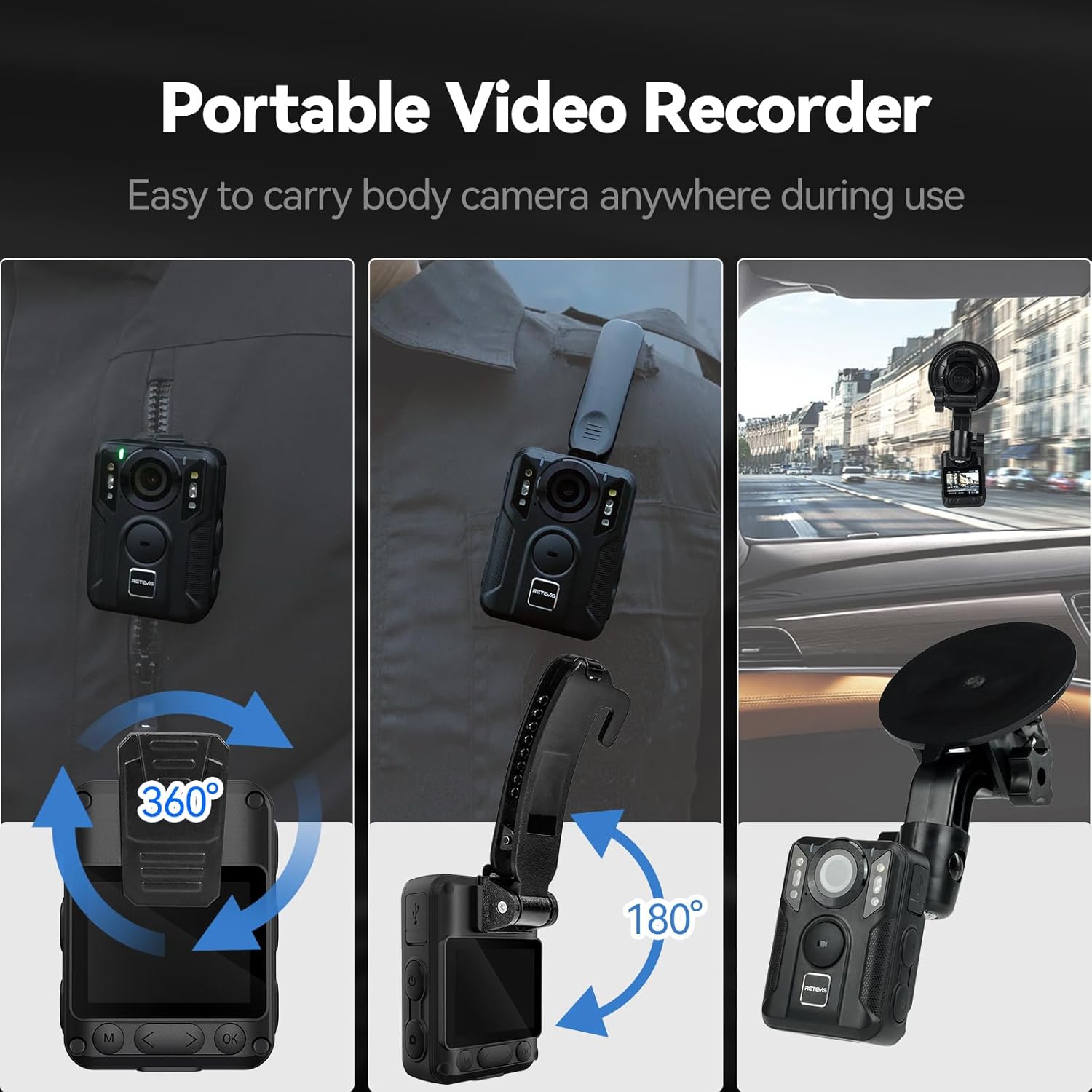 Camera video corporala, Bodycam 4K cu GPS, Nightvision, inregistrare in ...