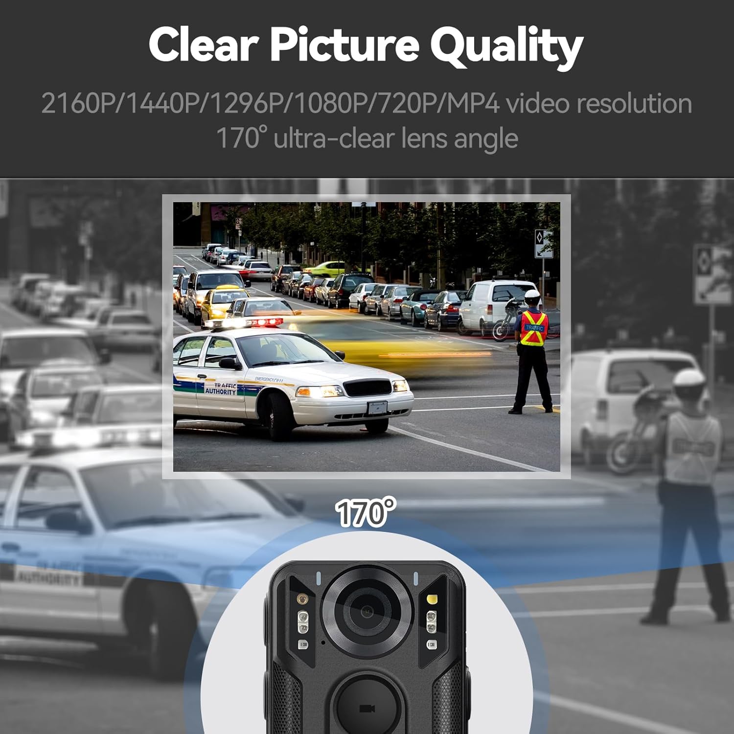 Camera video corporala, Bodycam 4K cu GPS, Nightvision, inregistrare in ...