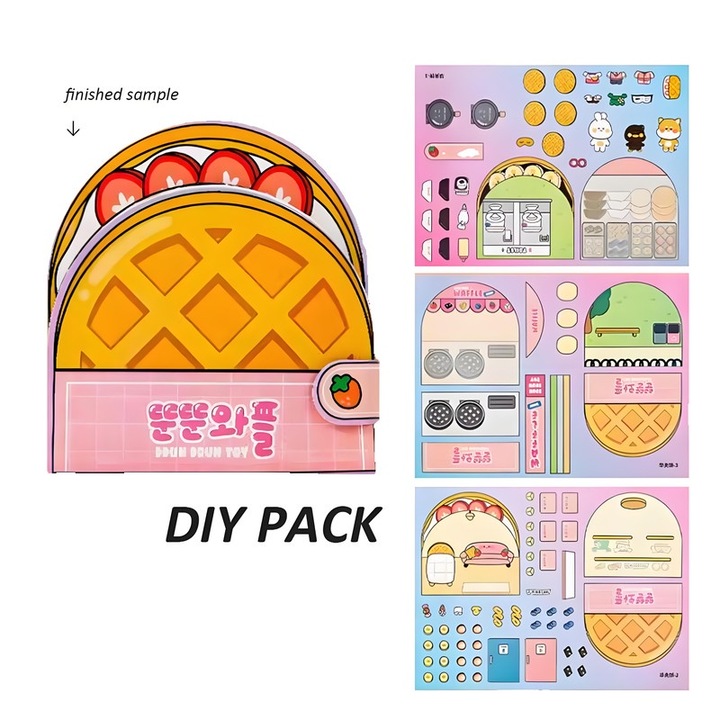 Set creativ pentru copii, DIY 3 piese, hartie, multicolor, vafe - eMAG.ro