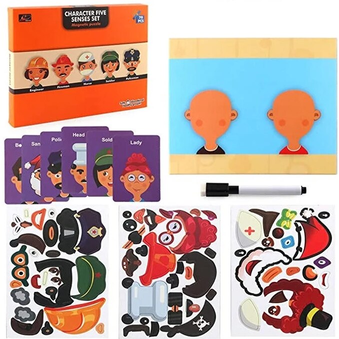 Carte educativa magnetica cu piese puzzle magnetice SOLTOY® Meseriile ...