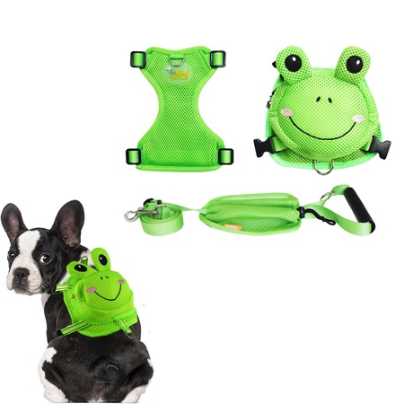 Set Hamuri cu Rucsac pentru Caini, Forma Broasca, Nylon, Respirabil ...