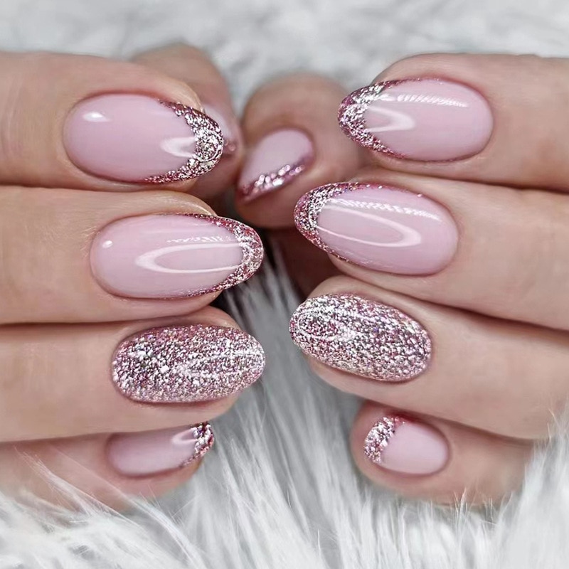 Set 24 tipsuri unghii, gel flexibil, Roz - eMAG.ro