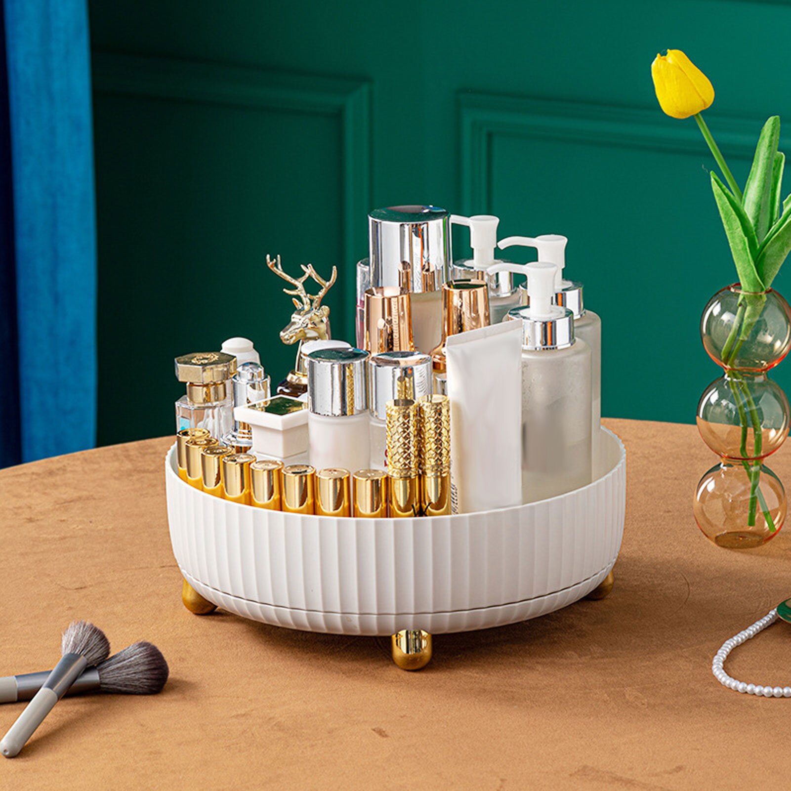 Raft de depozitare rotativ 360 grade, alb, 22x22x7.7cm - eMAG.ro