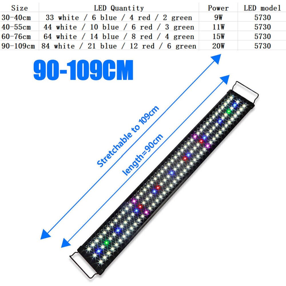 Lampa LED pentru acvariu, iluminare completa, 3 moduri de lumina ...