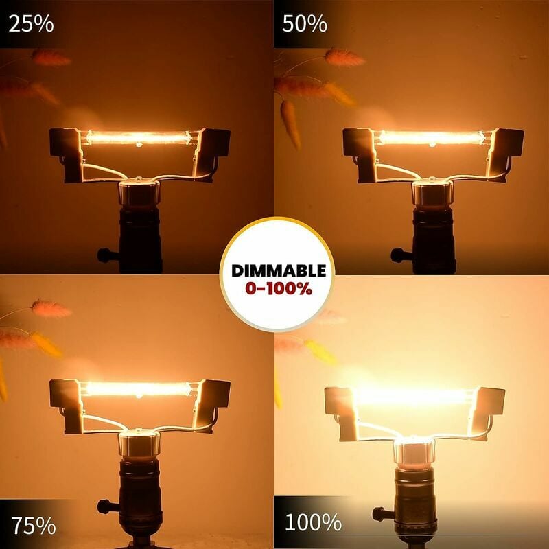 Set 5 becuri halogen liniare, dimabile, 300W, lumina calda, 10x118mm ...