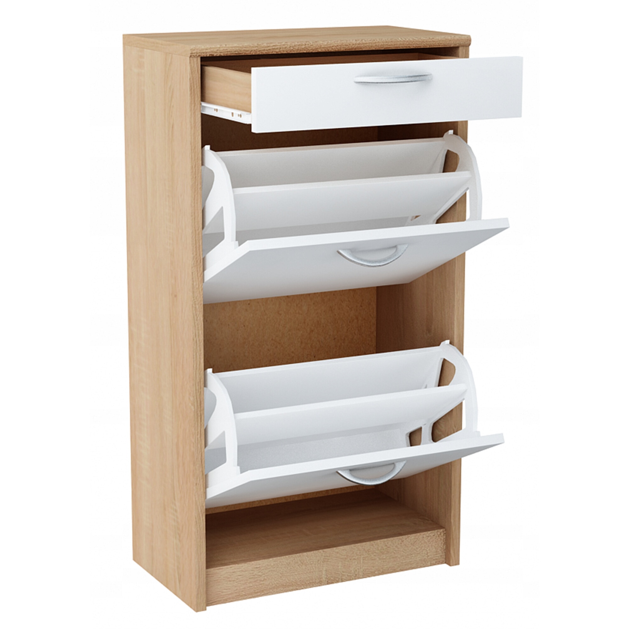 Pantofar, Meble Bestseller, 2D1SBIALYSONOMA, 50x28x92 cm, 2 Compartimente, PAL, Stejar sonoma ...