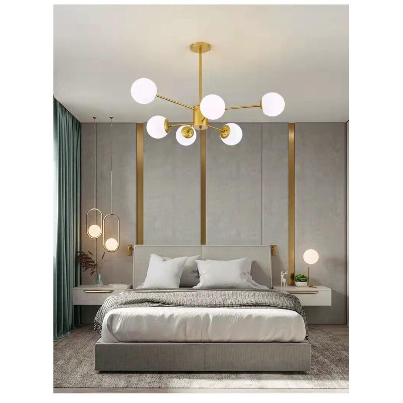 Candelabru vintage, 6 globuri albe x E27, diametru 70CM, bronz - eMAG.ro