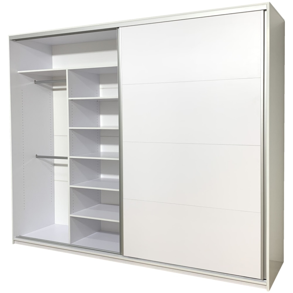 Dressing cu usi glisante 4f, Alb, H 220 x L 240 x A 60 cm, PAL 18 mm ...