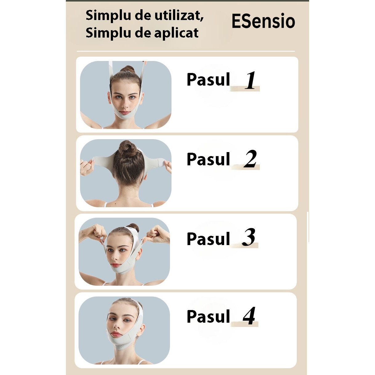 Masca lifting facial ESensio® V-Line FL02 pentru conturare fata, barbie ...