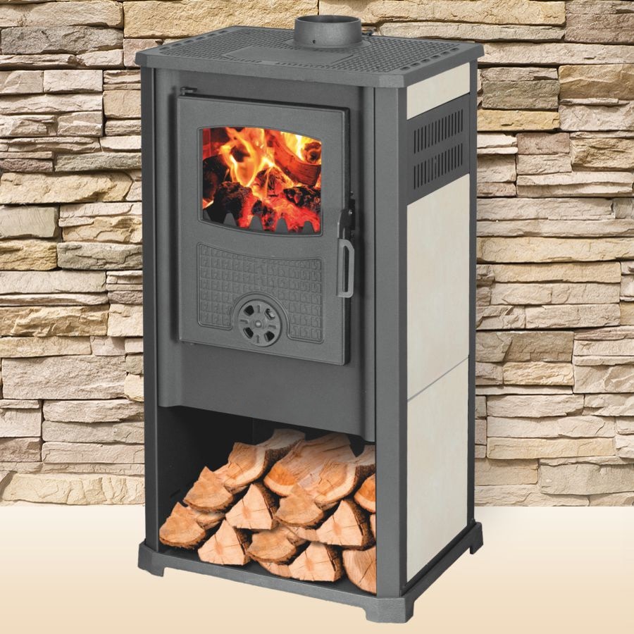 Semineu pe lemne Fornello Atene G Ivory 7-9 kW, 490x460x930 mm, gratar ...