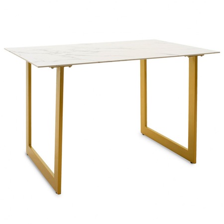 Masa Model Bristol, 120x80x75 cm, Marmorat/Auriu, Blat Sticla ...