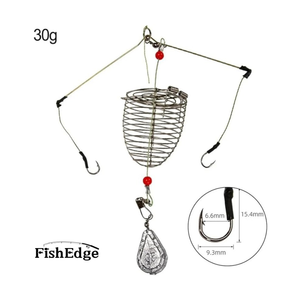 Montura pescuit cu 2 carlige, cosulet din metal si plumb de 30 grame ...