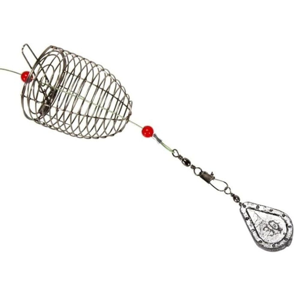 Montura pescuit cu 2 carlige, cosulet din metal si plumb de 30 grame ...