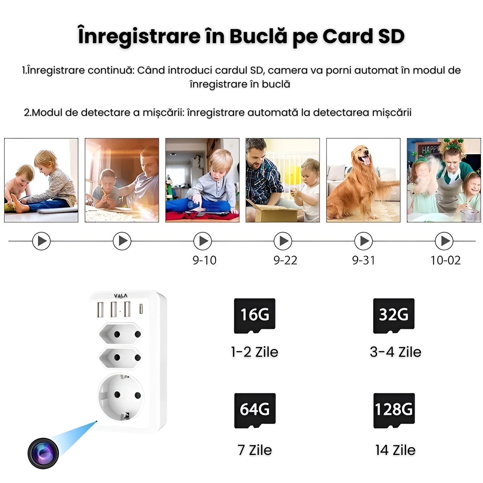 Adaptor Priza cu Camera Spion 64GB, Vala tech®️, Full HD 1080P ...