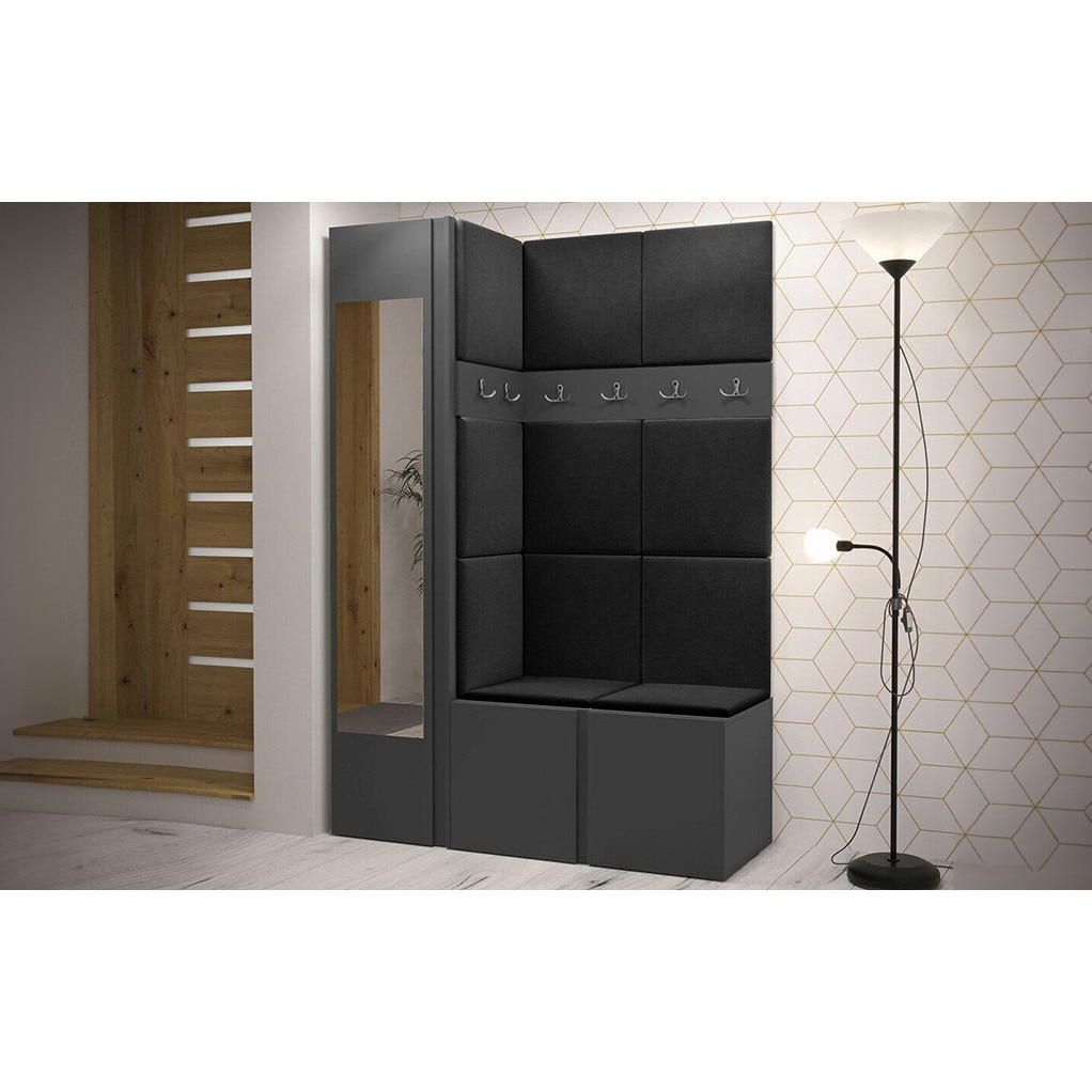 Cuier Hol Luca 5, Grafit cu tapiterie Gri inchis, 188 x 46 x 124 cm ...