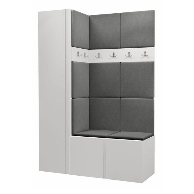 Cuier Hol Luca 6, Alb cu tapiterie Gri deschis, 188 x 46 x 124 cm - eMAG.ro