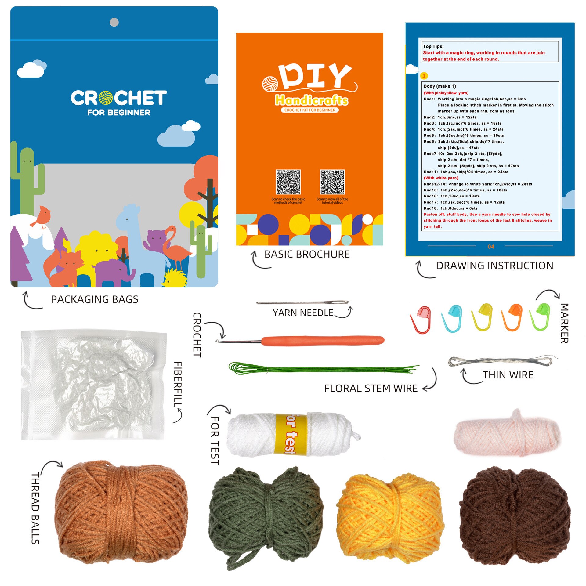 Set crosetat pentru incepatori Tovbmup, tutorial video, multicolor ... Set crosetat pentru incepatori Tovbmup, tutorial video, multicolor ...