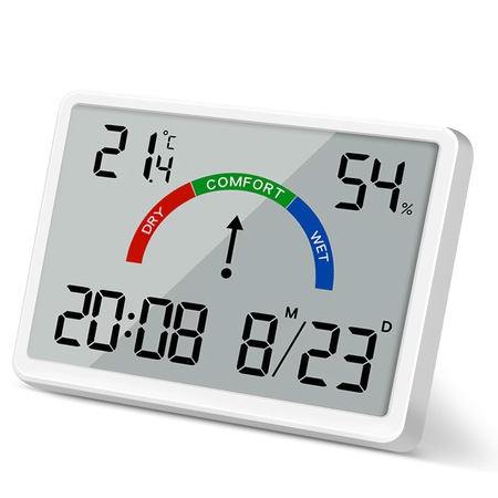 Termometru si Higrometru de camera, afisaj ceas,12/24h, fahrenheit ...