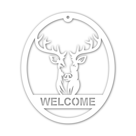 Üdvözlő panel, vágott fehér MDF, szarvas díszítés, 440x380x2,5 mm - eMAG.hu