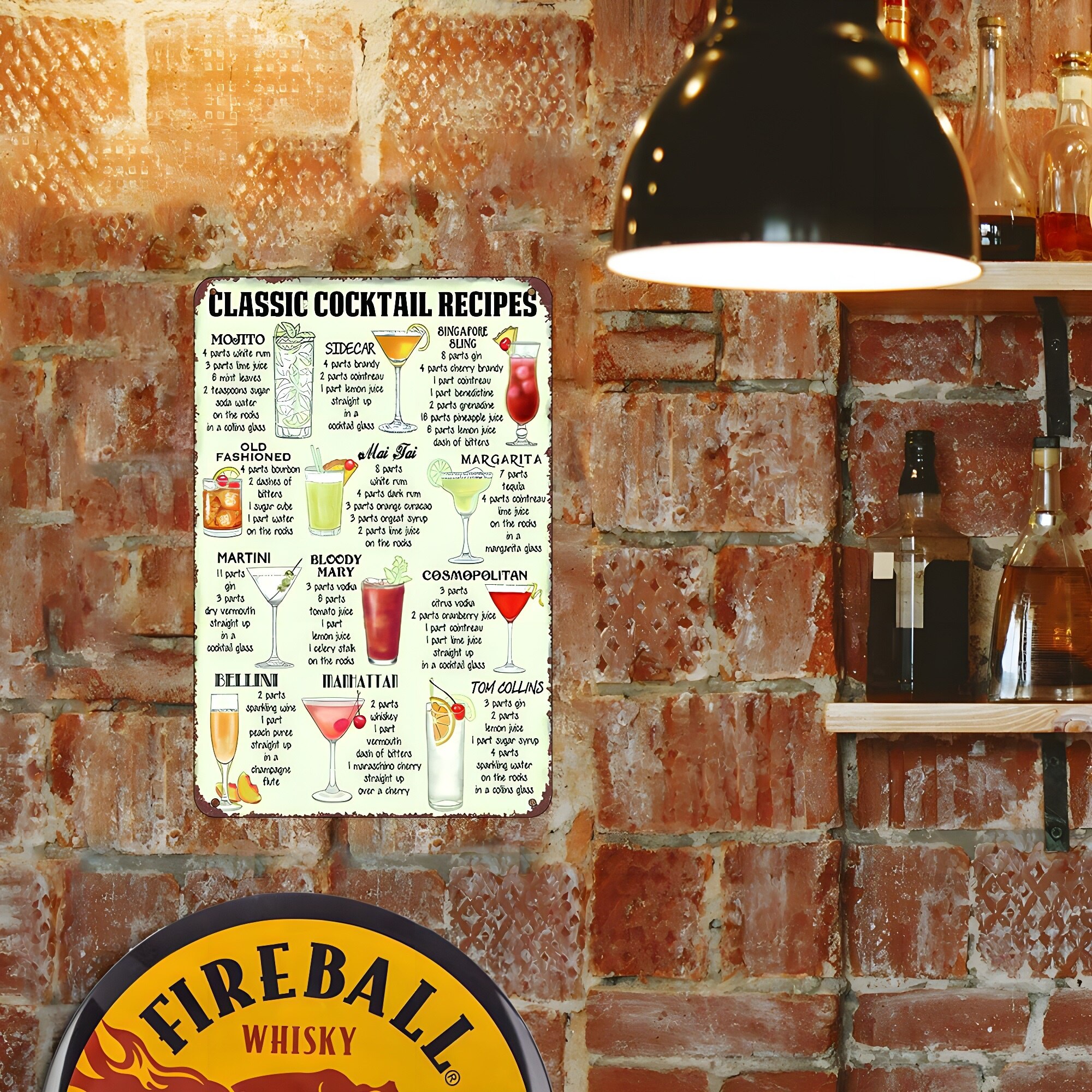 Placa metalica perete cu retete cocktailuri, 20 cm x 30 cm, robusta ...