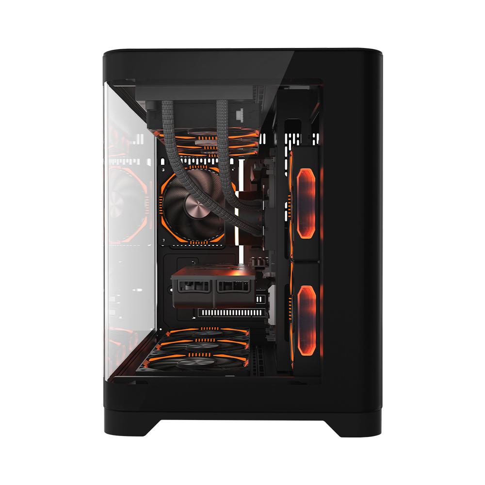 Carcasa 1stPLAYER® Gaming UV6, ARGB, Cube-Tower, Micro-ATX, fara sursa ...