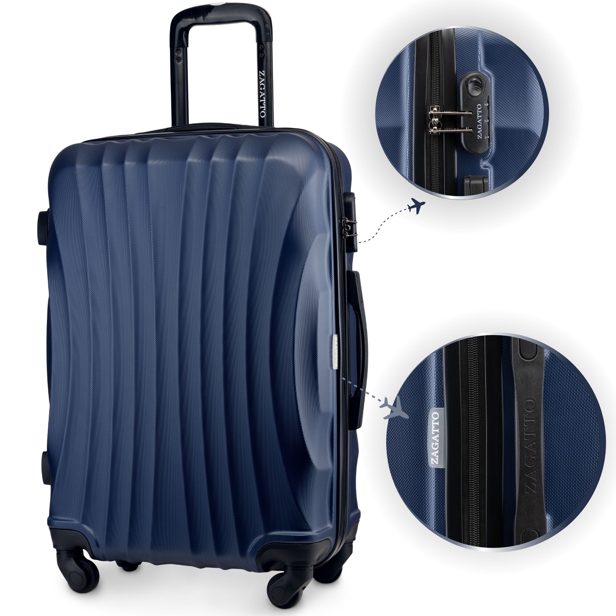 Troler mediu, Zagatto®, Albastru, Dimensiuni 65x42x26 cm, Troller bagaj ...