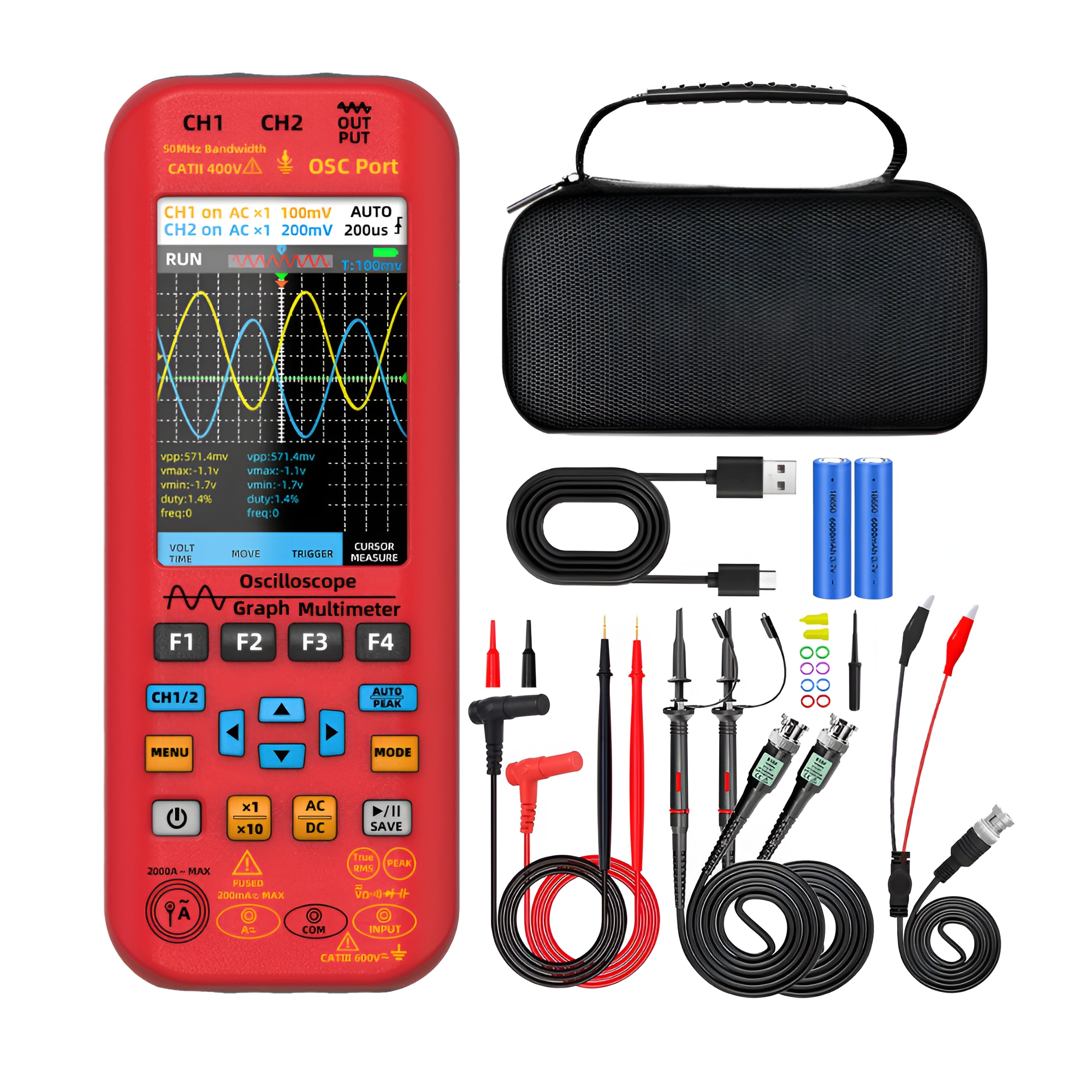 Osciloscop Multimetru digital cu Canal Dual 3 in 1, Taitava 09, Sursa semnal, Ecran TFT 3, 98 ...