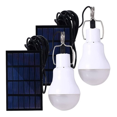 Set 2 lampi LED solare, portabile, alb, 6.5x6.5x11cm, pentru camping si ...