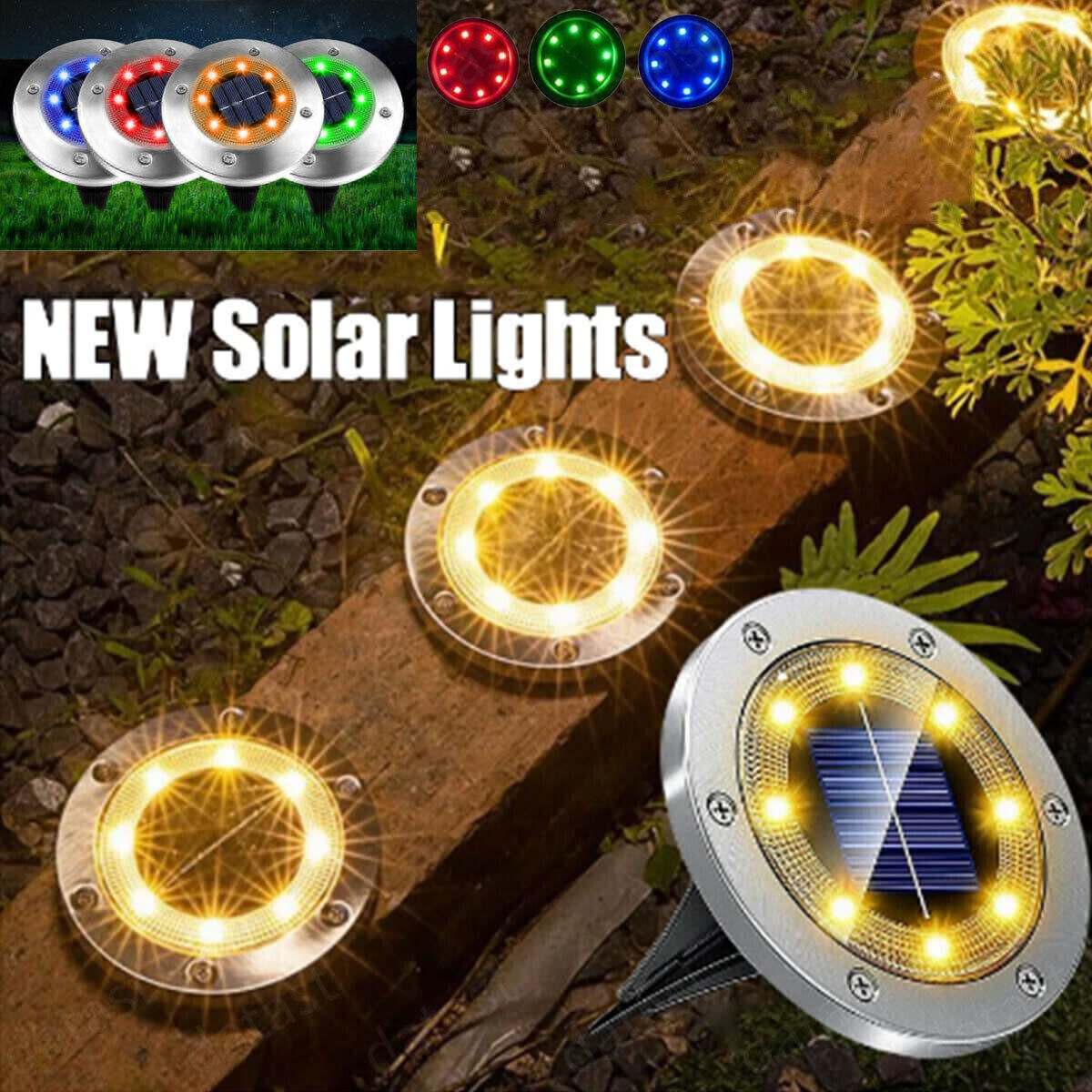 Set 8 Lampi solare pentru gradina, design elegant, rezistente la apa ...