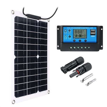 Kit panou solar 200W cu controler solar LCD 12V, poliester, negru - eMAG.ro