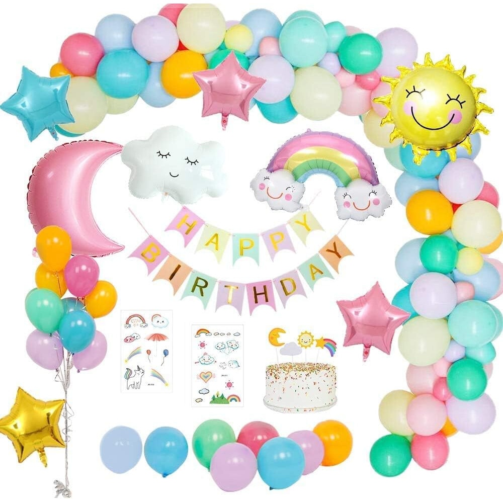 Set de accesorii pentru petrecere, tema curcubeu pastel, include ...