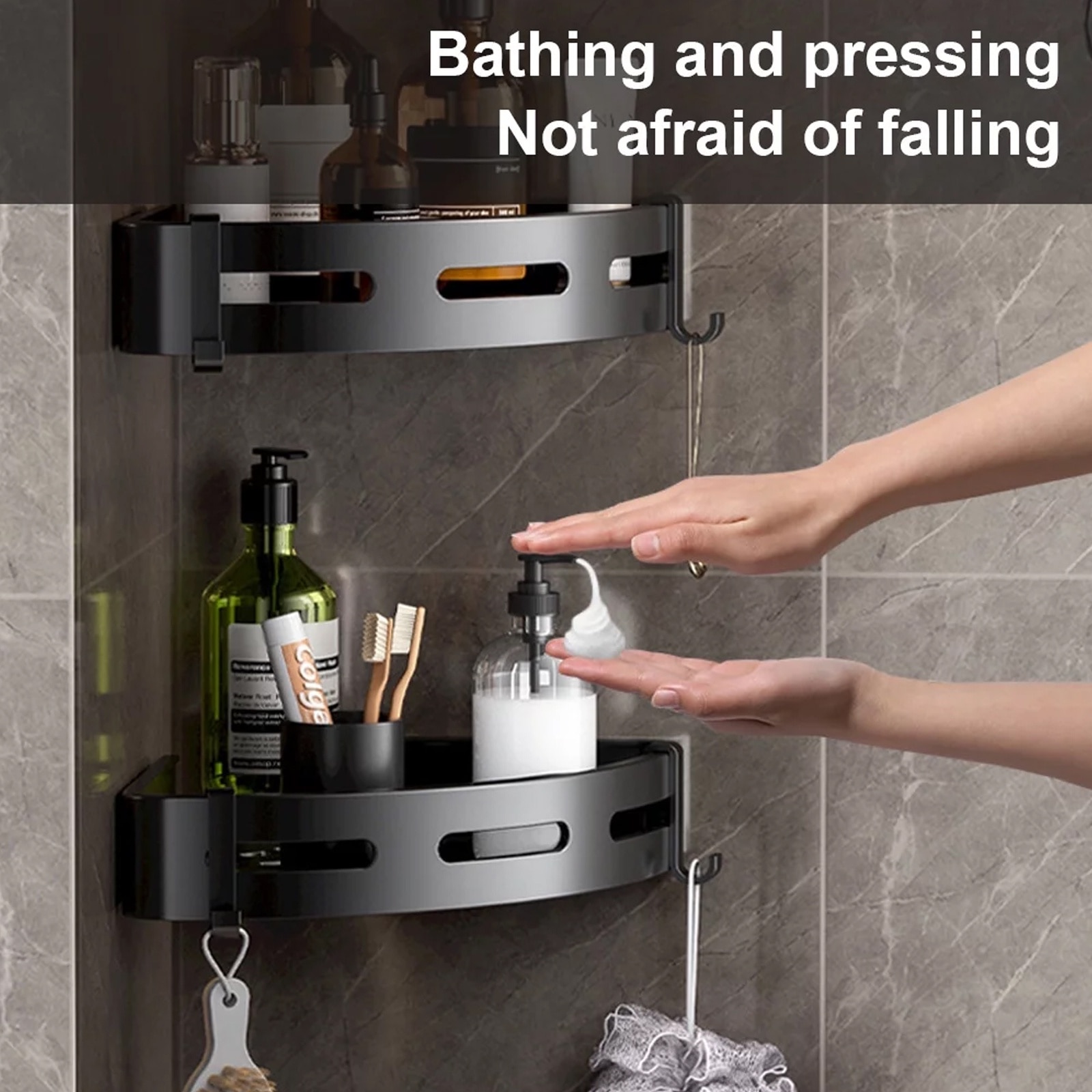 Raft de dus etajera colt pentru baie, Hggzeg, Set 2 bucati etajera de ...