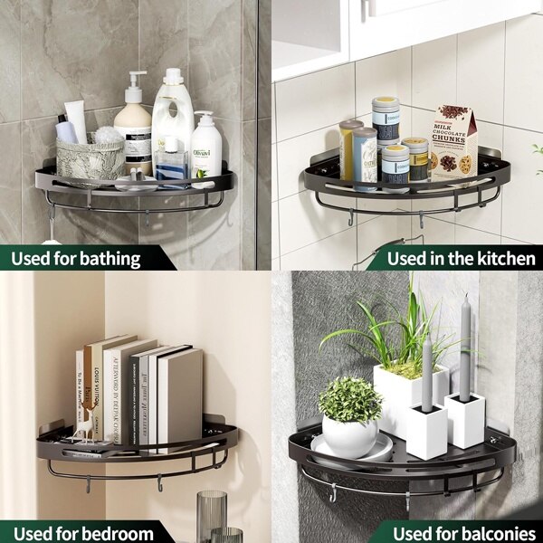 Raft de dus etajera colt pentru baie, Hggzeg, Set 2 bucati etajera de ...