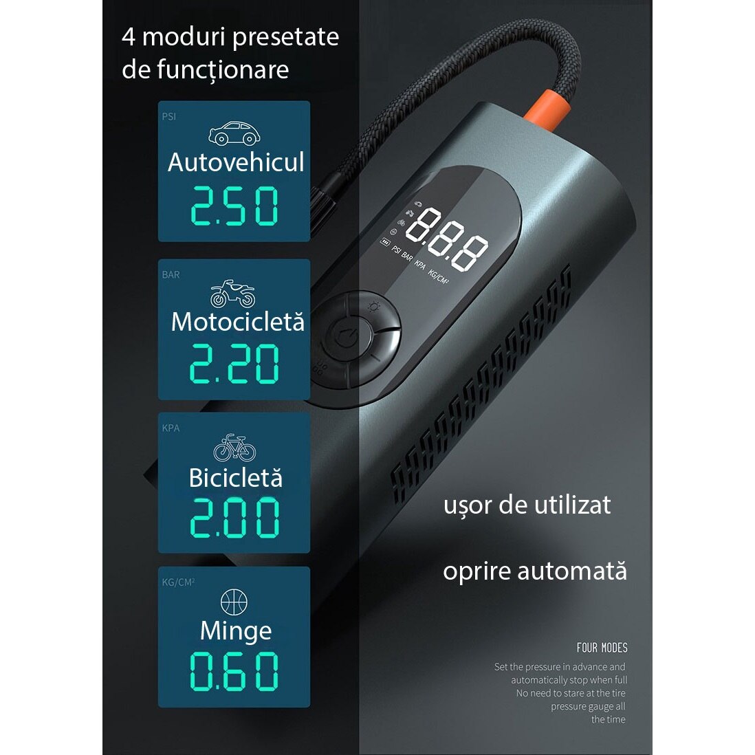 Compresor auto ESensio® EP6000 3 in 1, baterie 6000 mAh, power bank ...